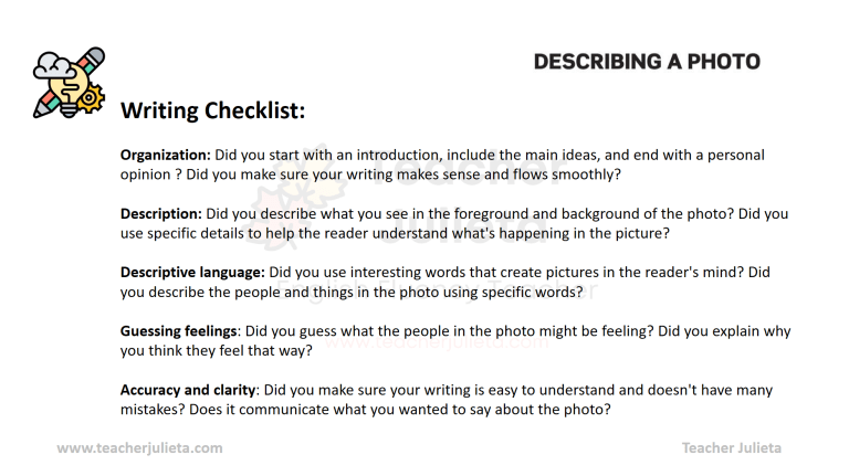 How to describe photos and pictures – Teacher Julieta