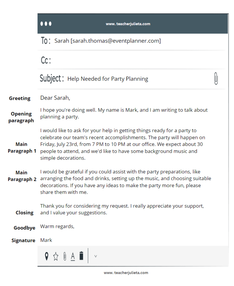 How to Write Emails Arranging a Party – Teacher Julieta