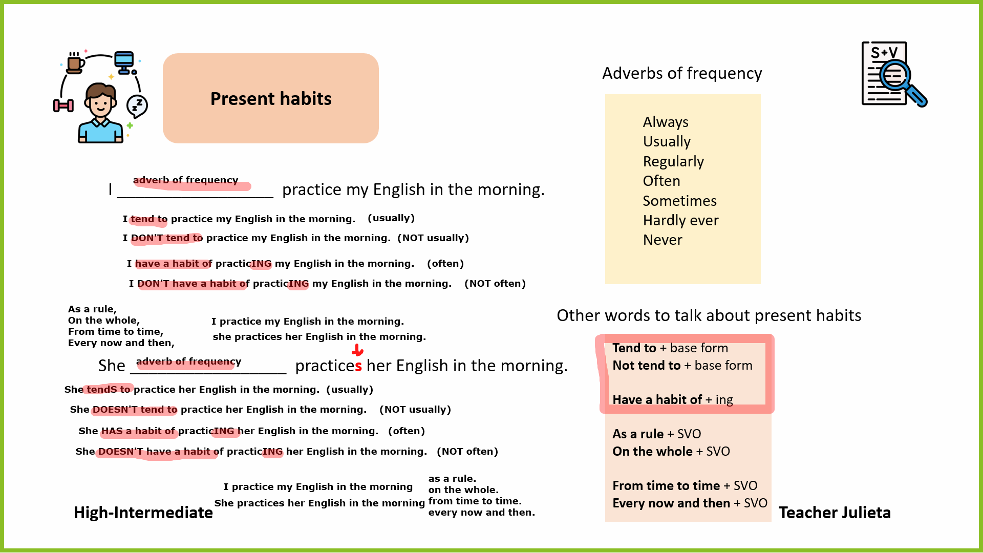Present habits – Teacher Julieta